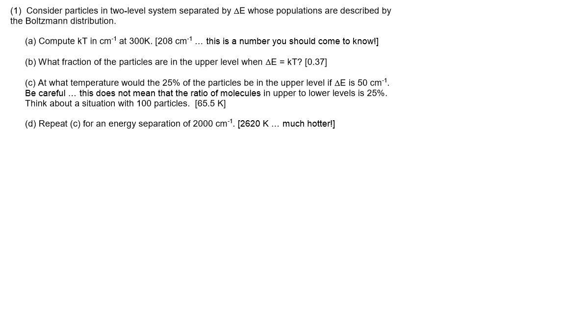 Solved Considerr particles in two-level system separated by | Chegg.com