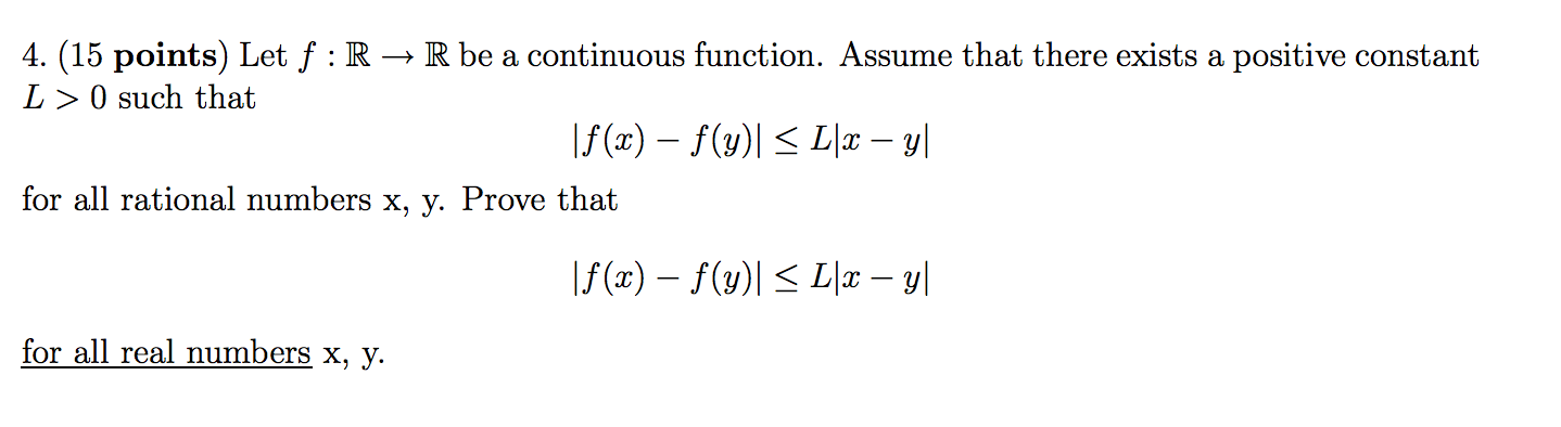Solved Let f : R rightarrow R be a continuous function. | Chegg.com