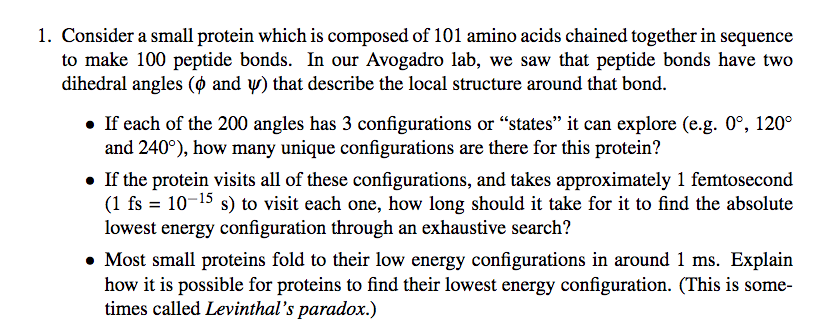 1. Consider a small protein which is composed of 101 | Chegg.com