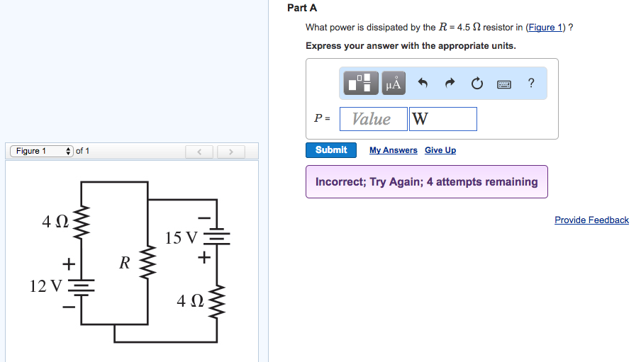Solved What power is dissipated by the R = 4.5 Ohm | Chegg.com