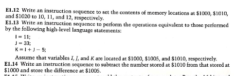E1.12 Write an instruction sequence to set the | Chegg.com