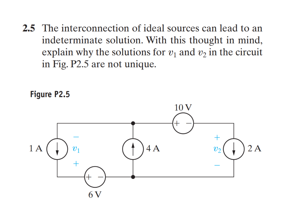 Solved 2.5 The interconnection of ideal sources can lead to | Chegg.com