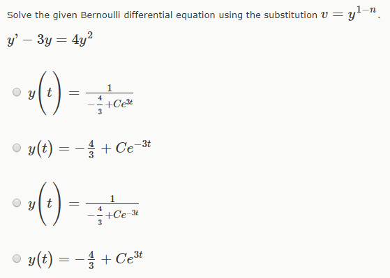 Solved 1-n Solve the given Bernoulli differential equation | Chegg.com