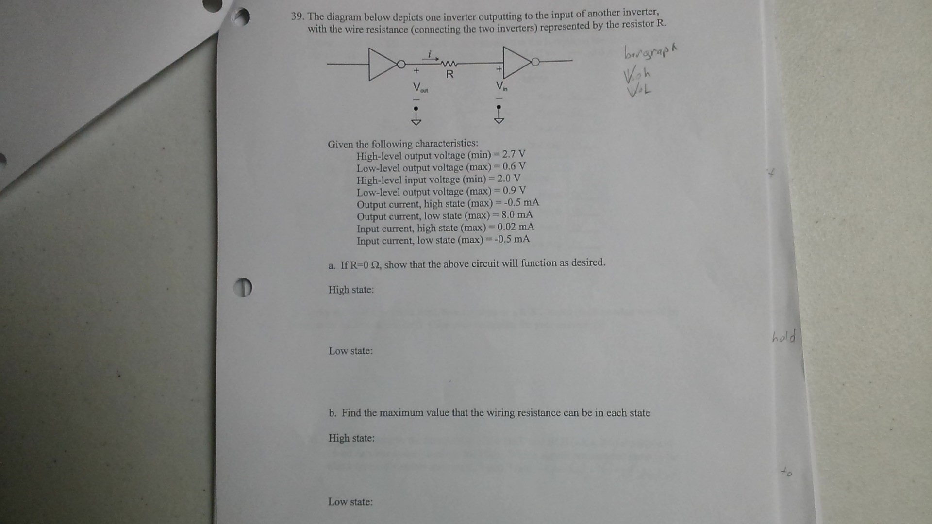 Solved The diagram below depicts one inverter outputting to | Chegg.com