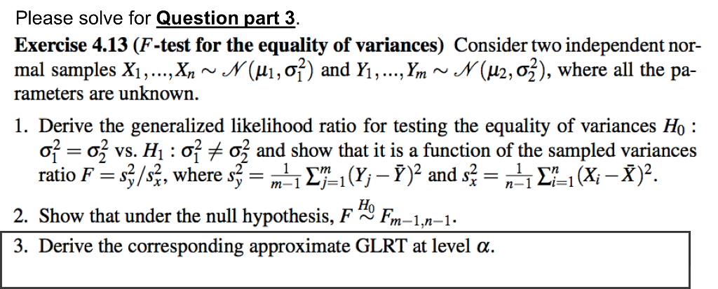 Exercise 4 13 F Test For The Equality Of Variances