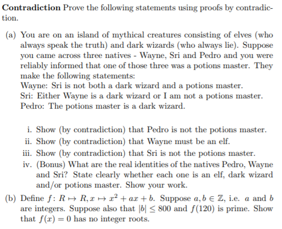 Solved Contradiction Prove the following statements using | Chegg.com