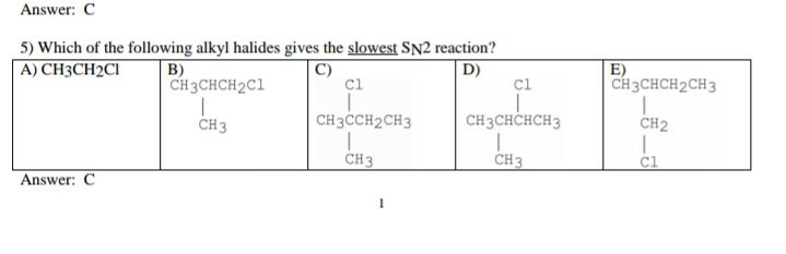 Solved Answer: C 5) Which of the following alkyl halides | Chegg.com