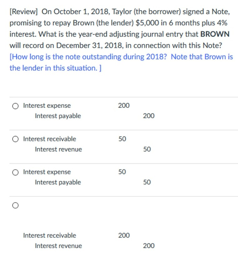 Solved Review] On October 1, 2018, Taylor (the borrower) | Chegg.com