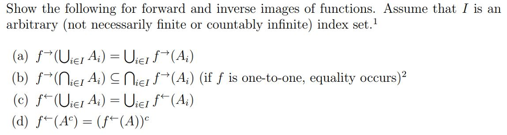 Solved Show the following for forward and inverse images of | Chegg.com