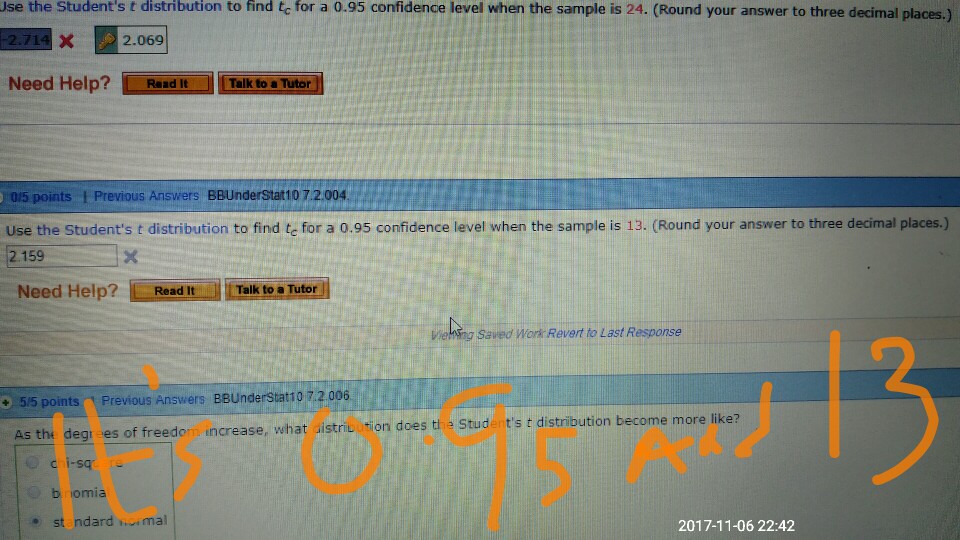 Solved se the Student's t distribution to find tc for a 0.95 | Chegg.com Solved se the Student's t distribution to find tc for a 0.95 | Chegg.com