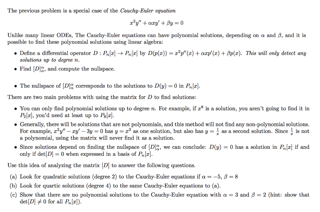 Solved The previous problem is a special case of the | Chegg.com