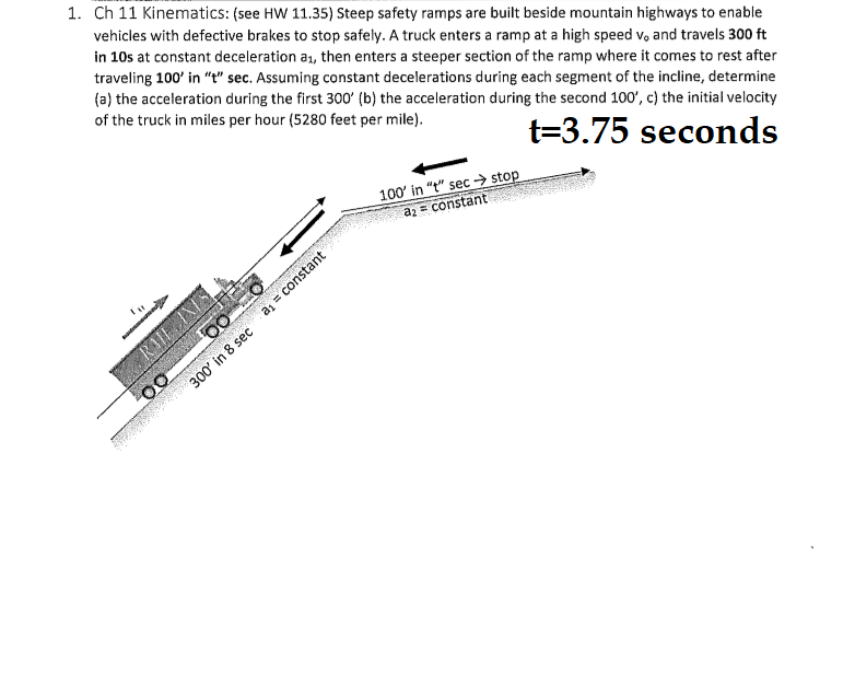Solved 1. Ch 11 Kinematics: (see HW 11.35) Steep safety | Chegg.com