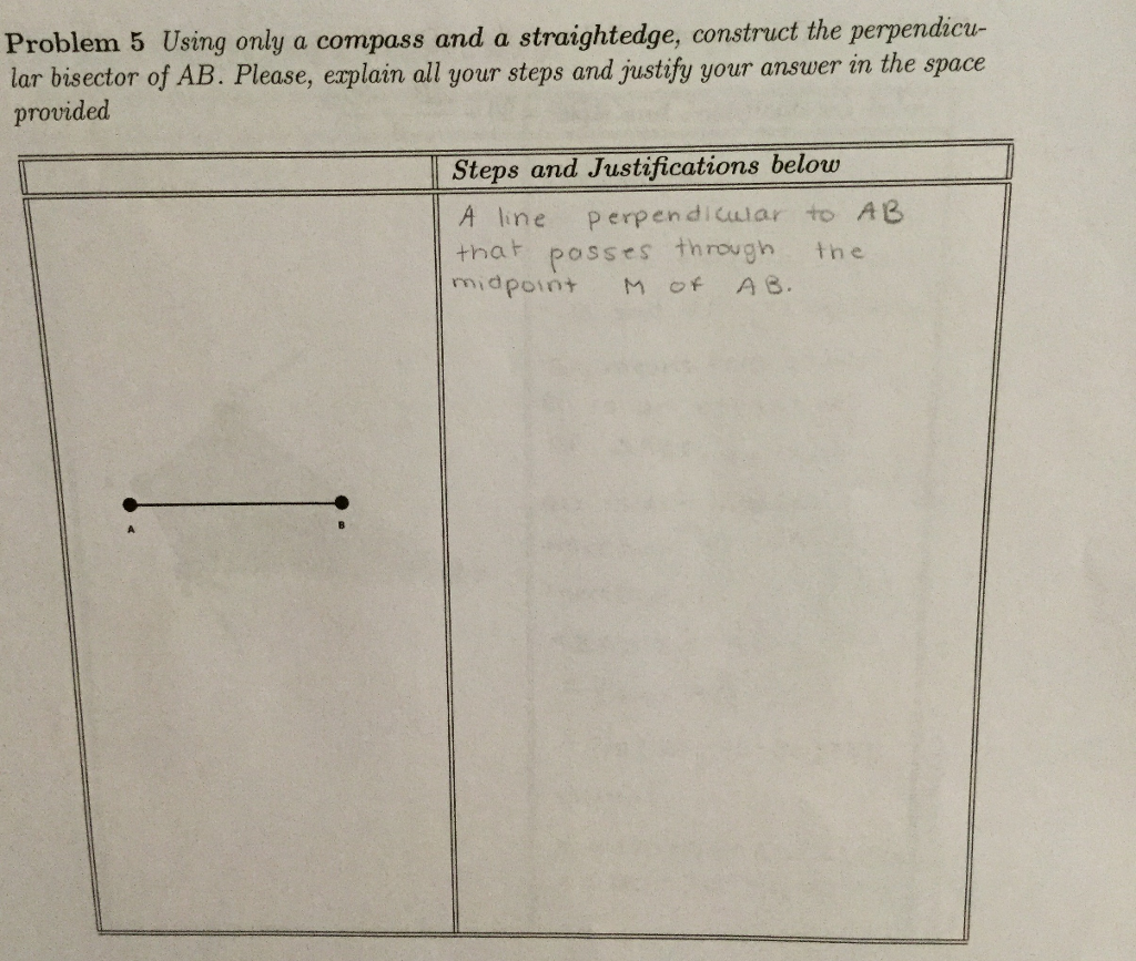 Solved Problem 5 Using only a compass and a straightedge, | Chegg.com