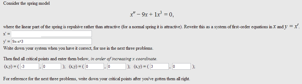 Solved Consider the spring model where the linear part of | Chegg.com