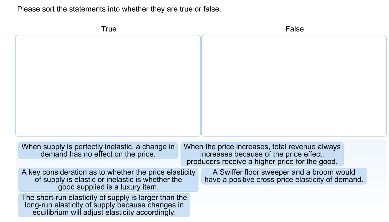 Solved Please sort the statements into whether they are true | Chegg.com