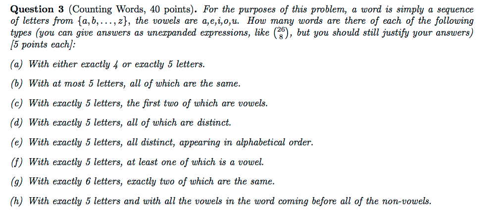 Solved For the purposes of this problem, a word is simply a | Chegg.com