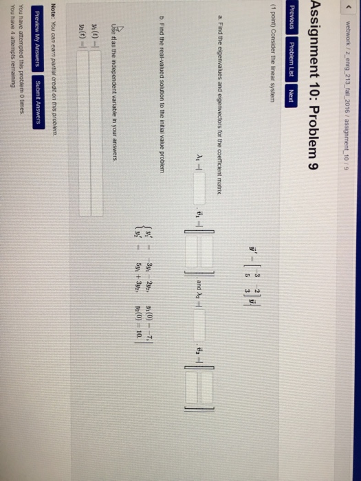 Solved Consider the linear system vector y' = [-3 -2 5 3] | Chegg.com