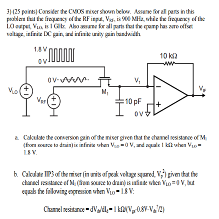 Consider the CMOS mixer shown below Assume for all | Chegg.com