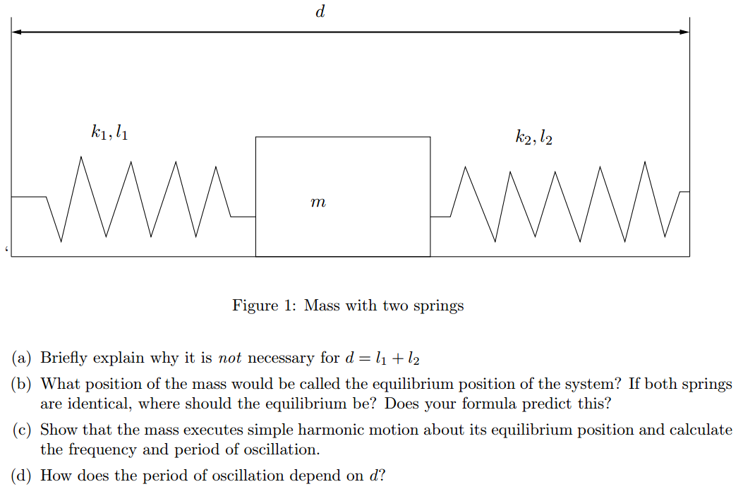 Solved This problem deals with a mass attached to two | Chegg.com