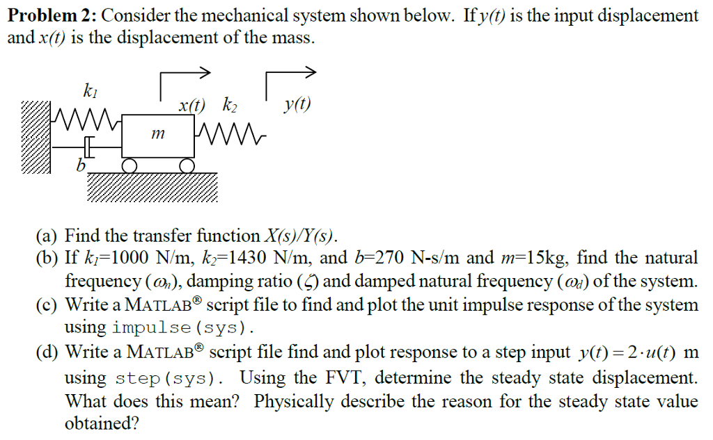 Solved Problem 2: Consider the mechanical system shown | Chegg.com