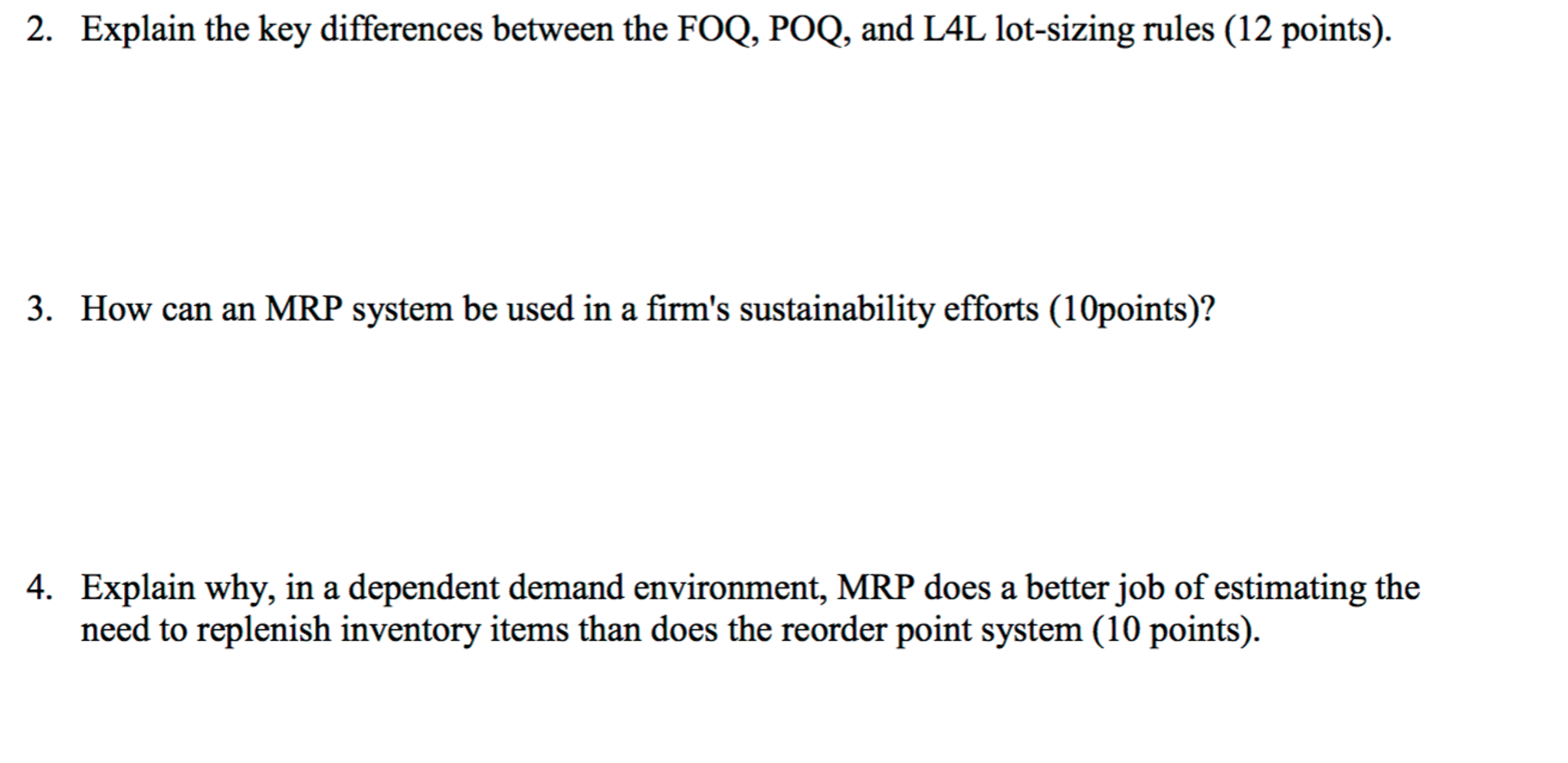Solved Explain the key differences between the FOQ, POQ, and | Chegg.com