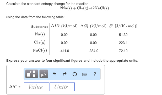 Solved Calculate the standard entropy change for the | Chegg.com