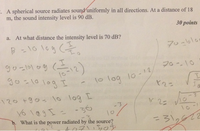 Solved A spherical source radiates sound uniformly in all | Chegg.com