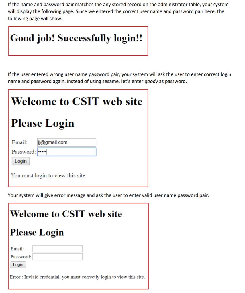Create a login page that looks like the following. | Chegg.com