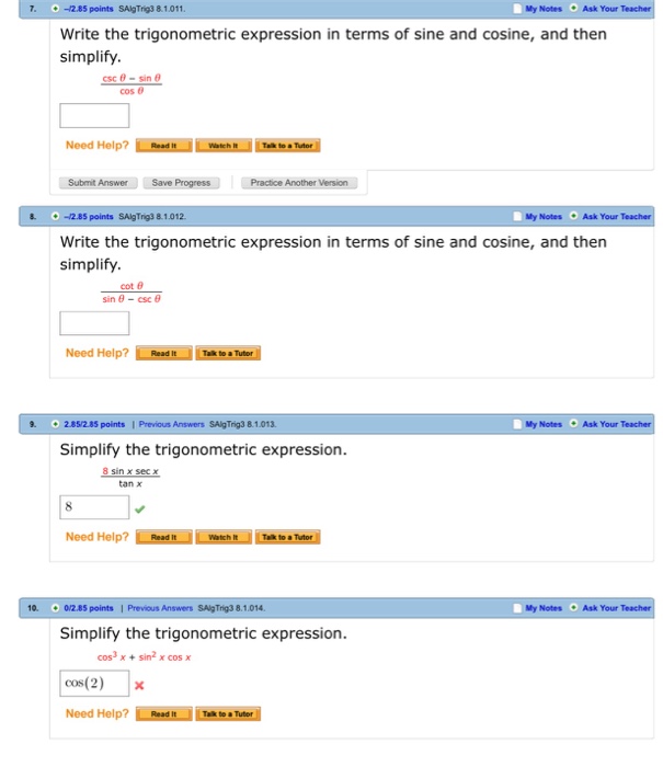 Solved Write the trigonometric expression in terms of sine | Chegg.com