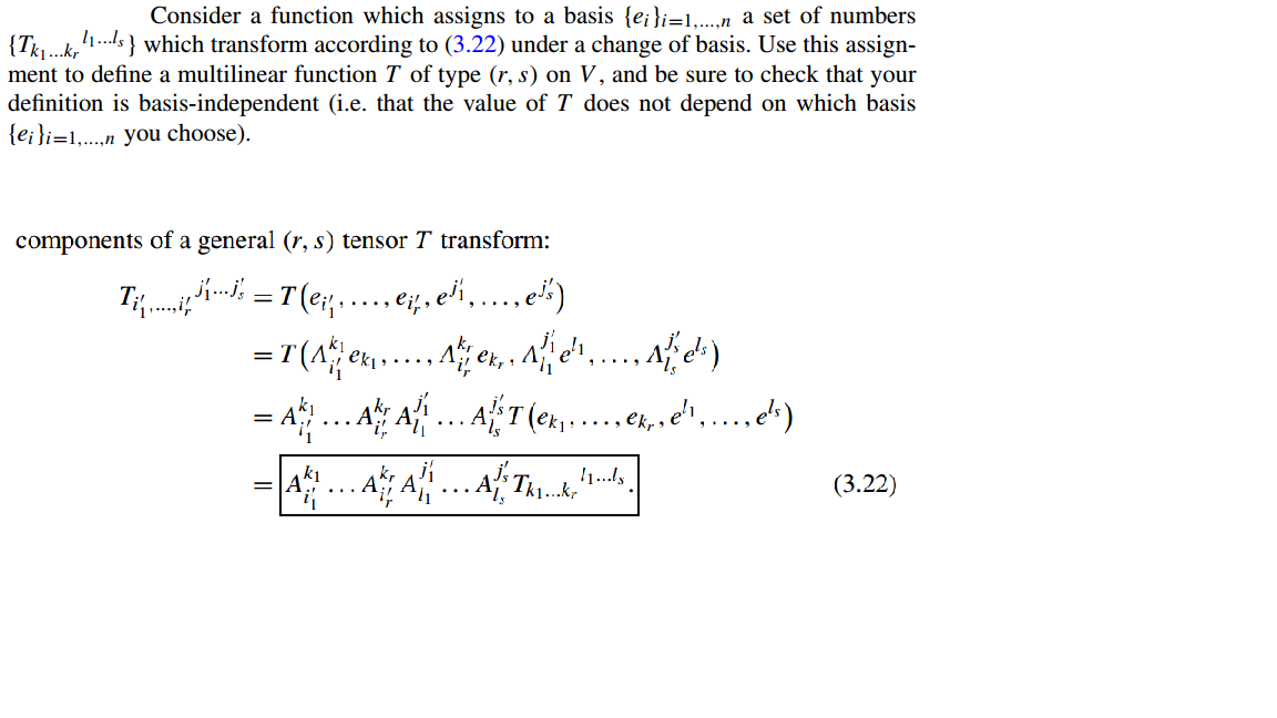 Consider a function which assigns to a basis {ei}i = | Chegg.com