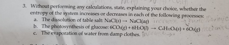 Solved 3. Without performing any calculations, state, | Chegg.com