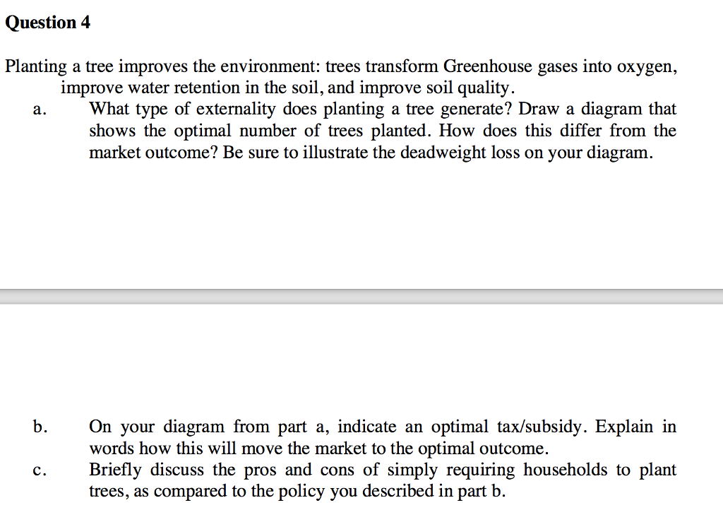 Solved Planting a tree improves the environment: trees | Chegg.com