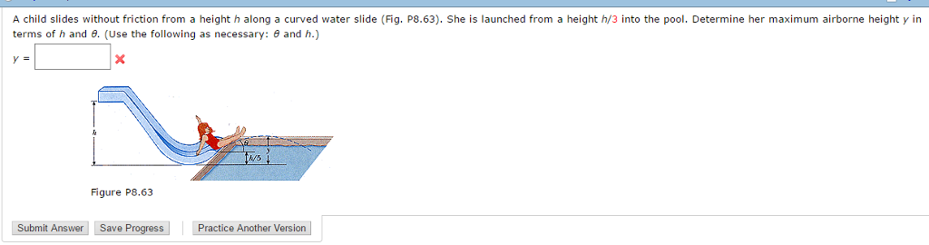 Solved A child slides without friction from a height h along | Chegg.com