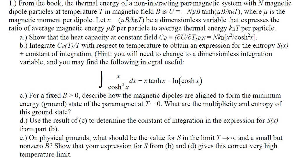 Solved 1.) From the book, the thermal energy of a | Chegg.com