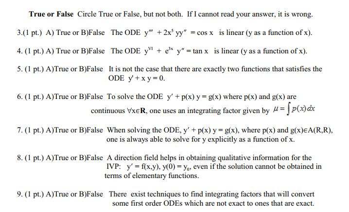 Solved Math 261 Basic Questions: true / false can you | Chegg.com