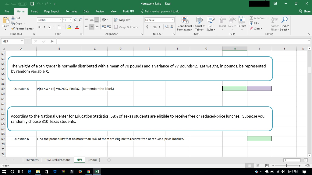 Solved Homework 4xlsb Excel Insert Page Layout Formulas Data | Chegg.com