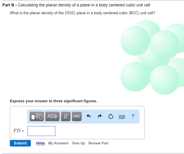 Solved Part A Calculating the planar density of a simple | Chegg.com