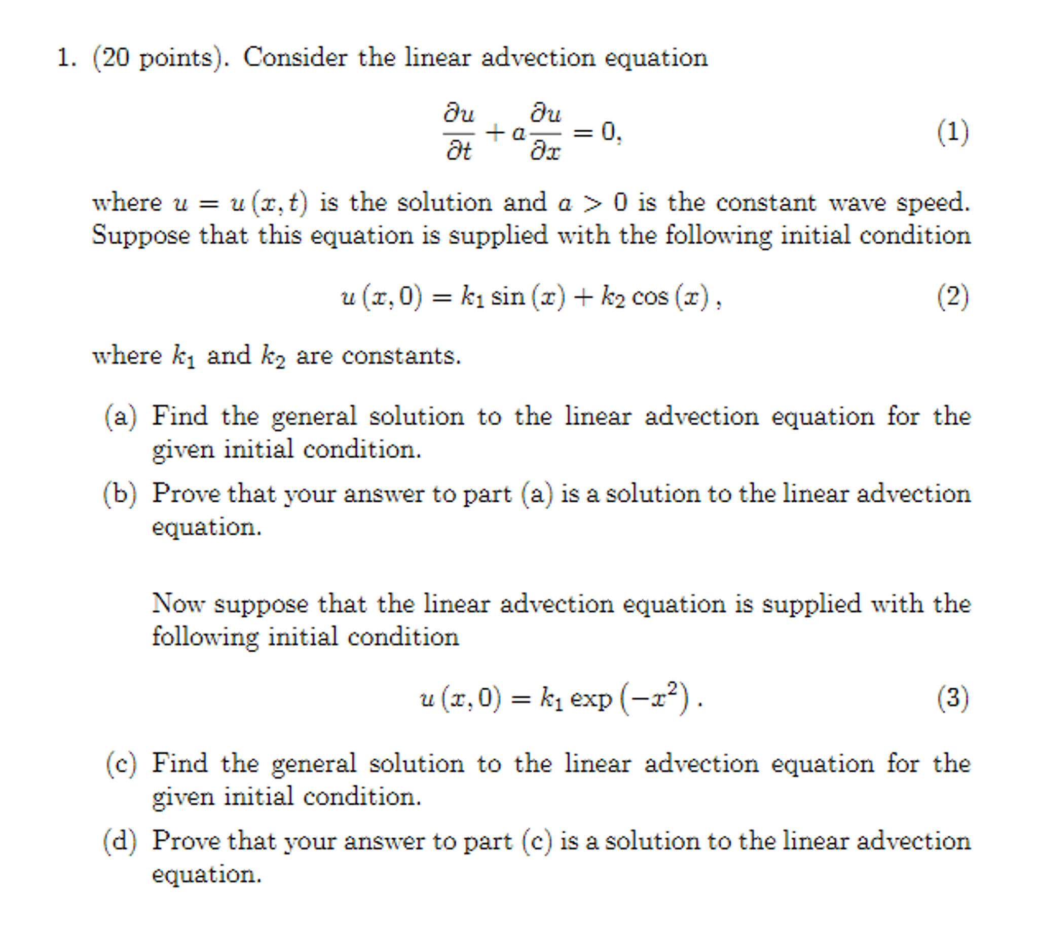 Consider the linear advection equation partial | Chegg.com