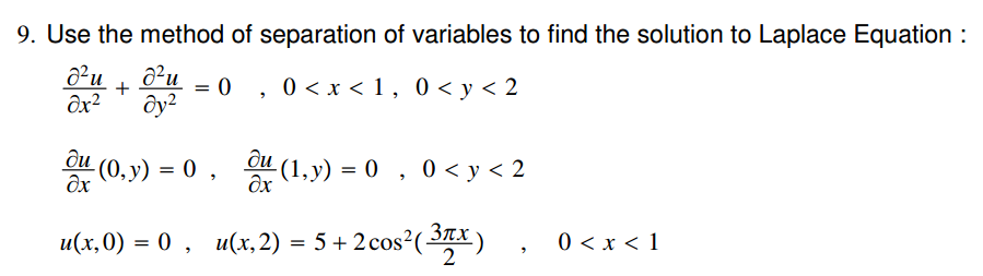 Solved 9. Use the method of separation of variables to find | Chegg.com