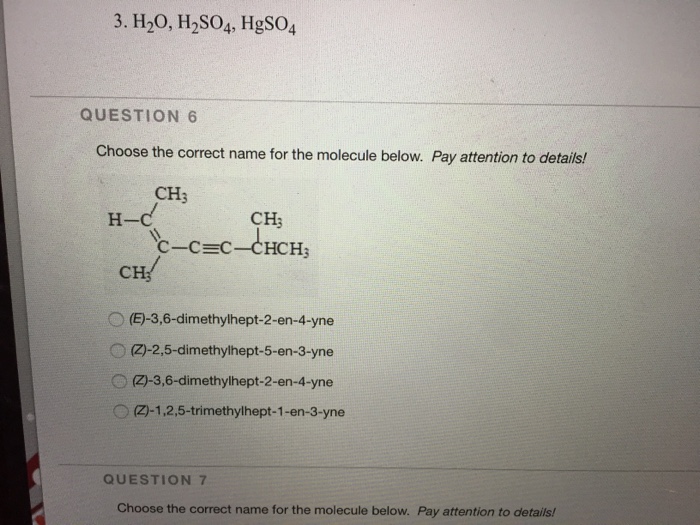 Solved Choose the correct name for the molecule below. Pay | Chegg.com