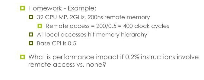 Solved 32 CPU MP, 2GHz, 200ns remote memory Remote access = | Chegg.com