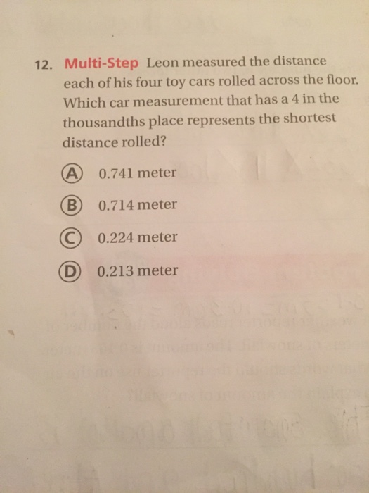 Solved Leon measured the distance each of his four toy cars | Chegg.com