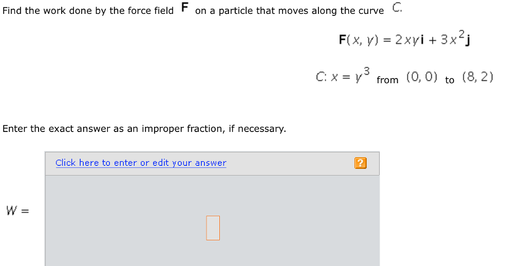 Solved Find the work done by the force field F on a particle | Chegg.com