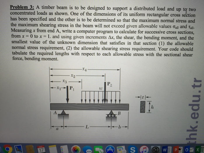 Solved Problem 3: A timber beam is to be designed to support | Chegg.com
