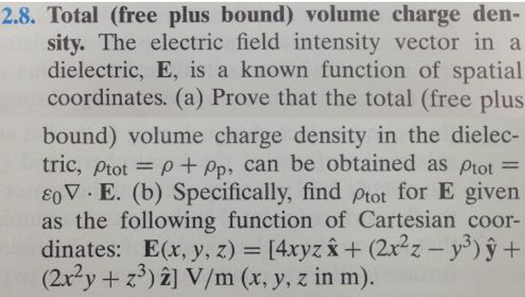 Solved Total (free plus bound) volume charge density. The | Chegg.com