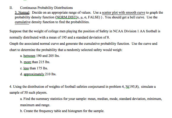 Solved II. Continuous Probability Distributions 、o mal: | Chegg.com