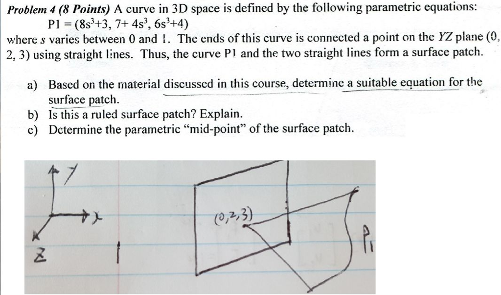 Solved GIven the 3D space, created by parametric euqations | Chegg.com