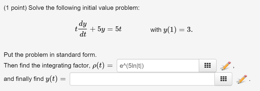 Solved Solve the following initial value problem: t dy/dt | Chegg.com