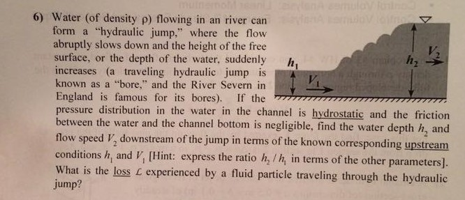 Solved 6) Water (of density ρ) flowing in an river can form | Chegg.com