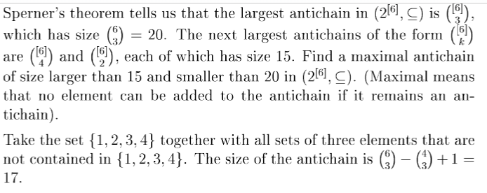 Solved Sperner's theorem tells us that the largest antichain | Chegg.com